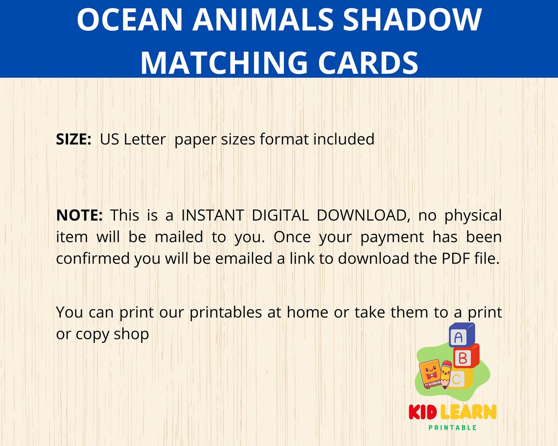 Ocean Animals Shadow Matching Cards,sea Animals Shadow,sea Animals ...