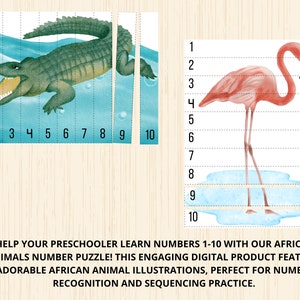 African Animal Number Puzzle, Numbers 1-10,african Animals Montessori ...