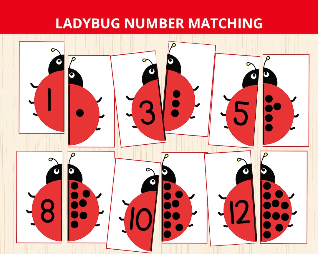 Ladybug Number Match,preschool Math Game,ladybug Puzzle,prek Math ...