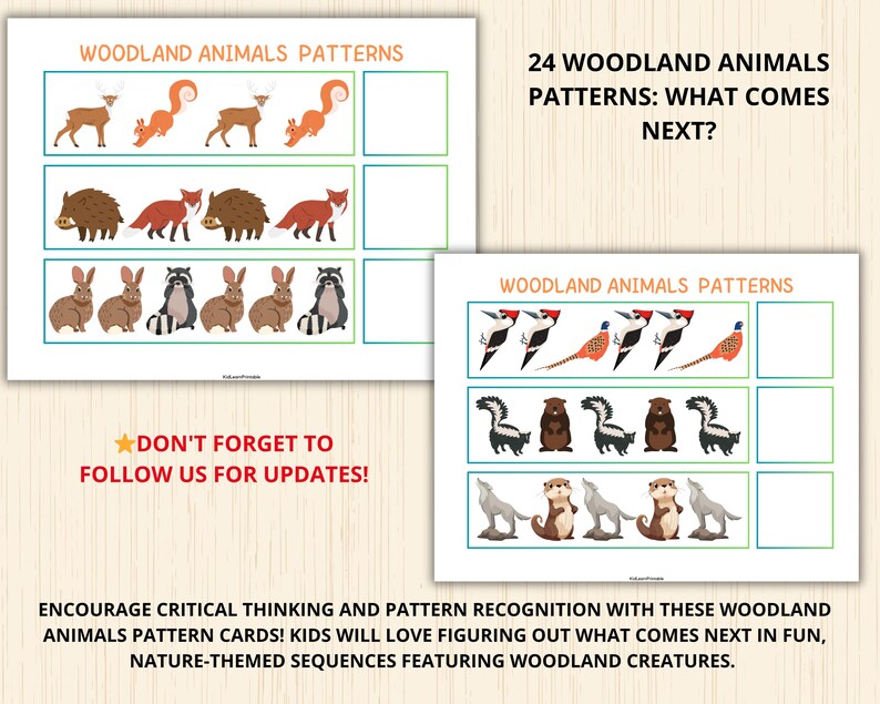 Woodland Animals Patterns,forest Animals Preschool,what Comes Next ...