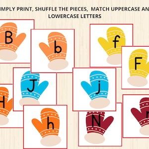 Mitten Letter Match,uppercase Lowercase Match,winter Preschool,winter ...