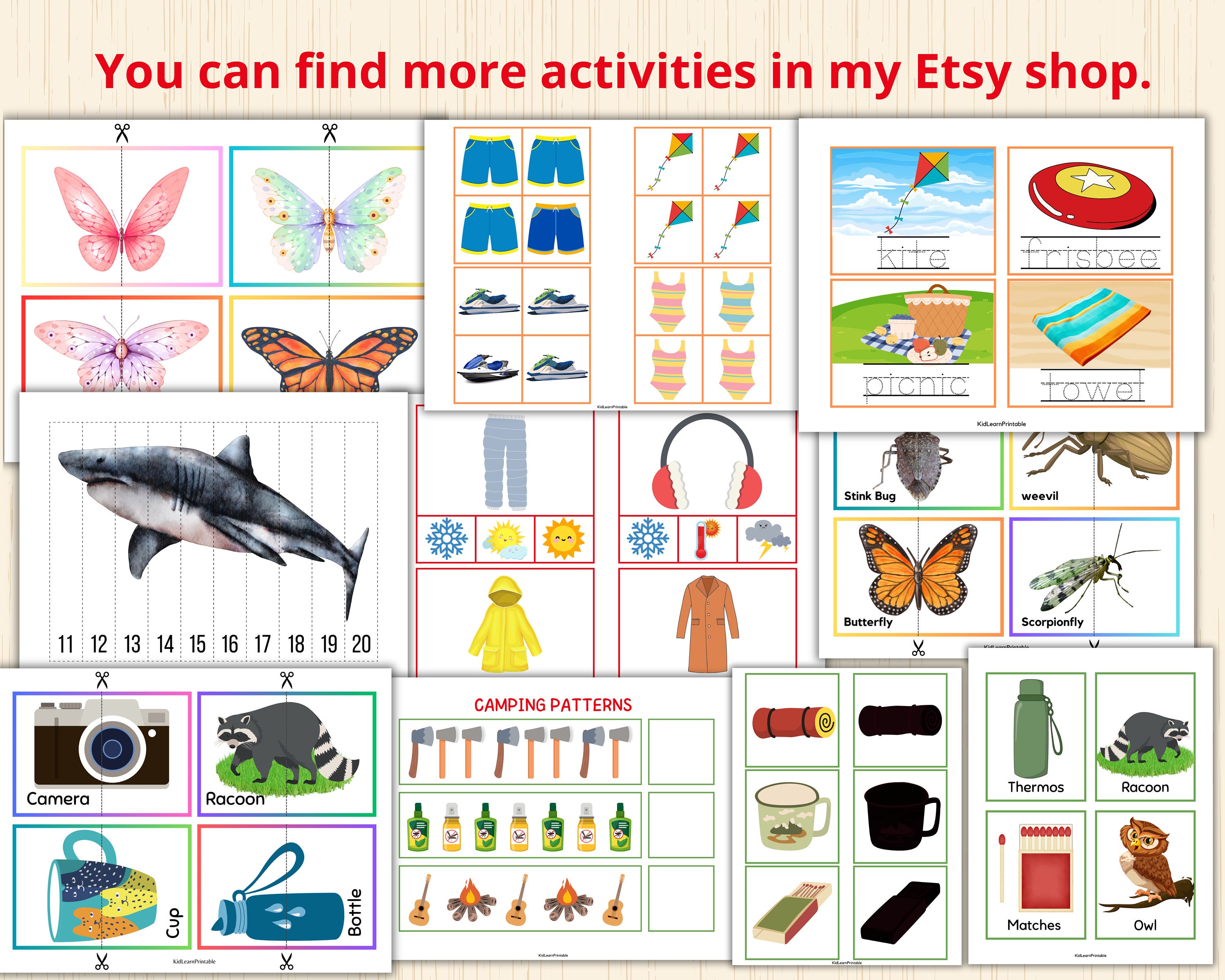 Camping Matching Activity,camping Puzzles,symmetry Puzzles,toddler ...