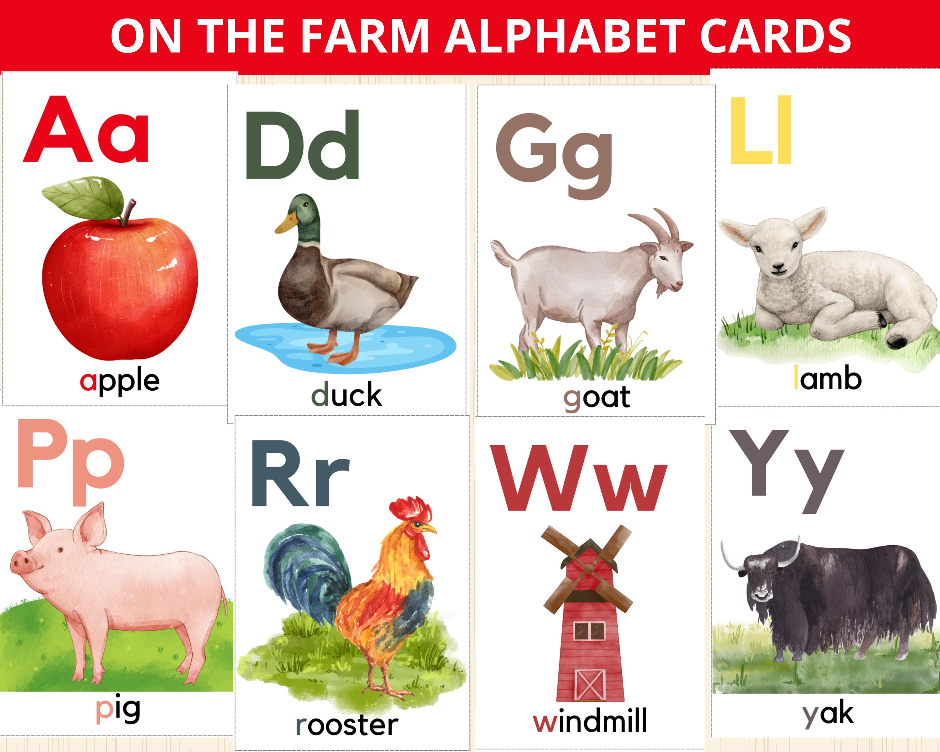 On the Farm Alphabet Cards,farm ABC Letters,farm Alphabet,farm ...