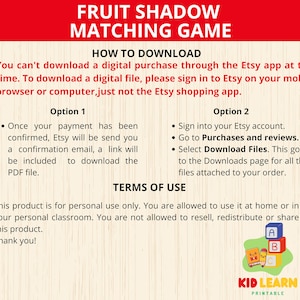 Fruits Shadow Matching,fruits Matching Game,fruit Montessori,fruits ...