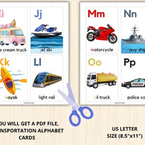 Vehicles Alphabet,transportation Alphabet Flash Cards,alphabet ...