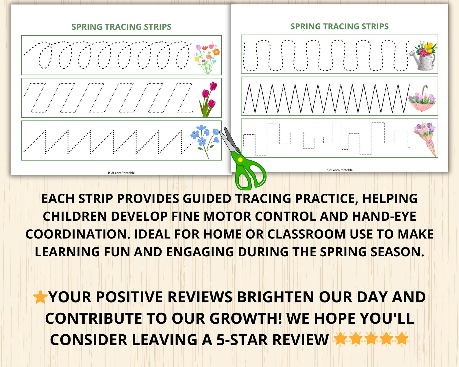 Spring Tracing Practice,tracing Strips,lines Tracing,handwriting ...