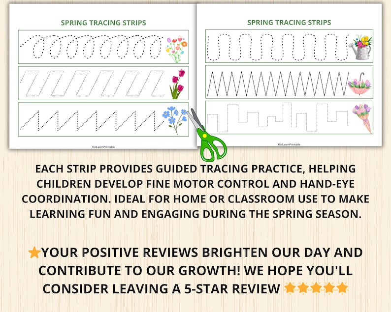 Spring Tracing Practice,tracing Strips,lines Tracing,handwriting ...