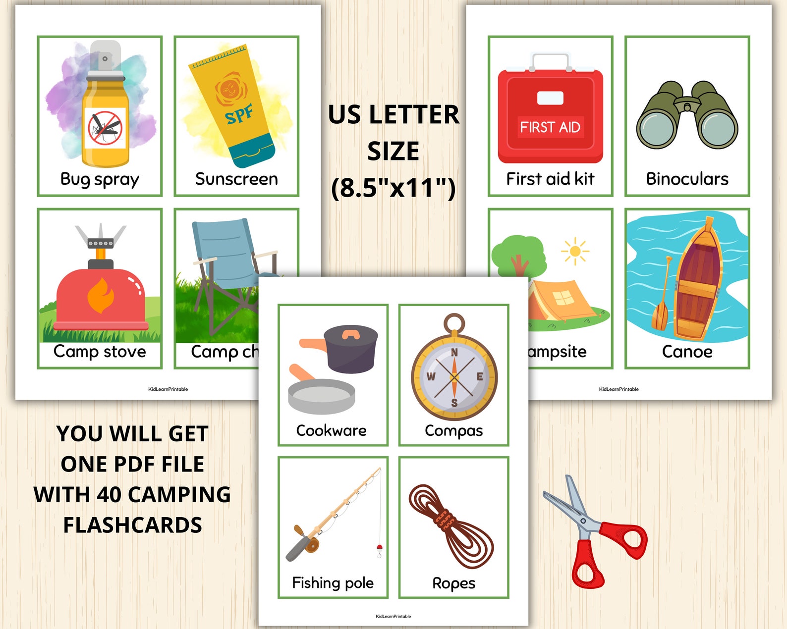 Camping Flash Cards,alphabet Flashcards,kindergarten Prek,seasonal ...