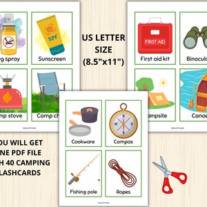 Camping Flash Cards,alphabet Flashcards,kindergarten Prek,seasonal ...
