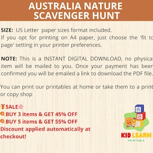Australia Scavenger Hunt,australian Nature Hunt,australian Activity ...