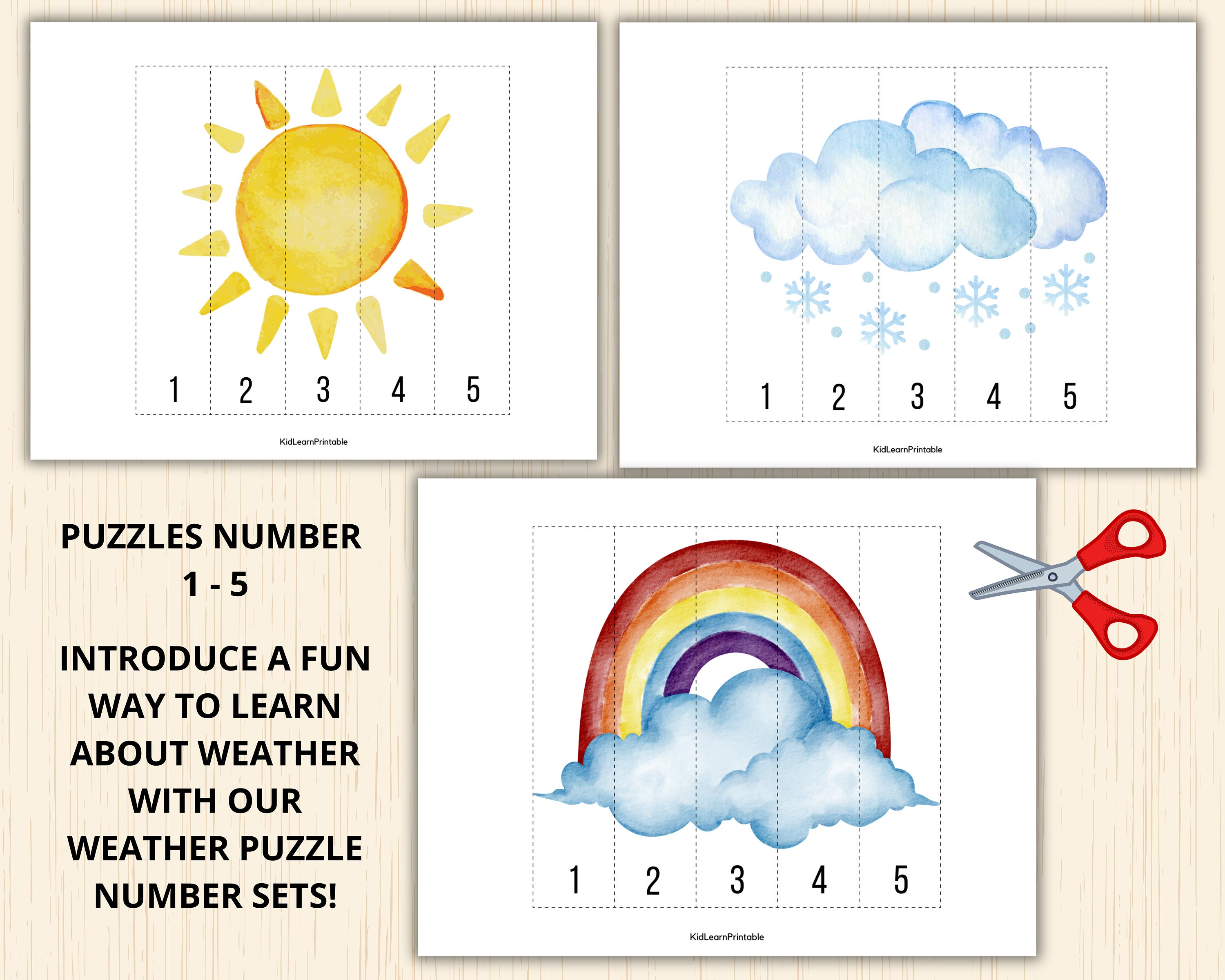 Weather Puzzles,weather Preschool, Number Sequence Puzzles, 1-10 ...