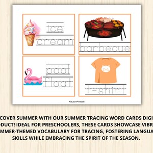 Summer Word Tracing Cards,tracing Cards,summer Montessori,summer ...