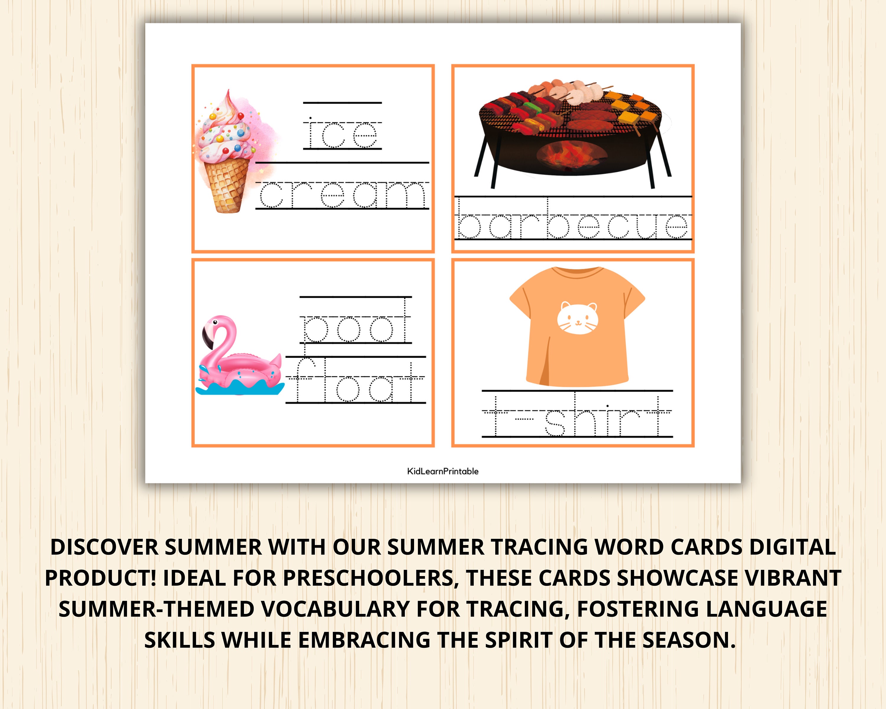 Summer Word Tracing Cards,tracing Cards,summer Montessori,summer ...