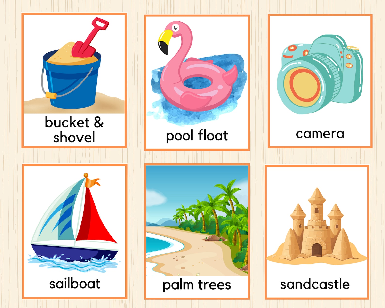 Summer Flashcards, Seasons Flashcard,beach Cards,summer Montessori ...