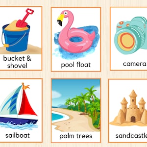 Summer Flashcards, Seasons Flashcard,beach Cards,summer Montessori ...