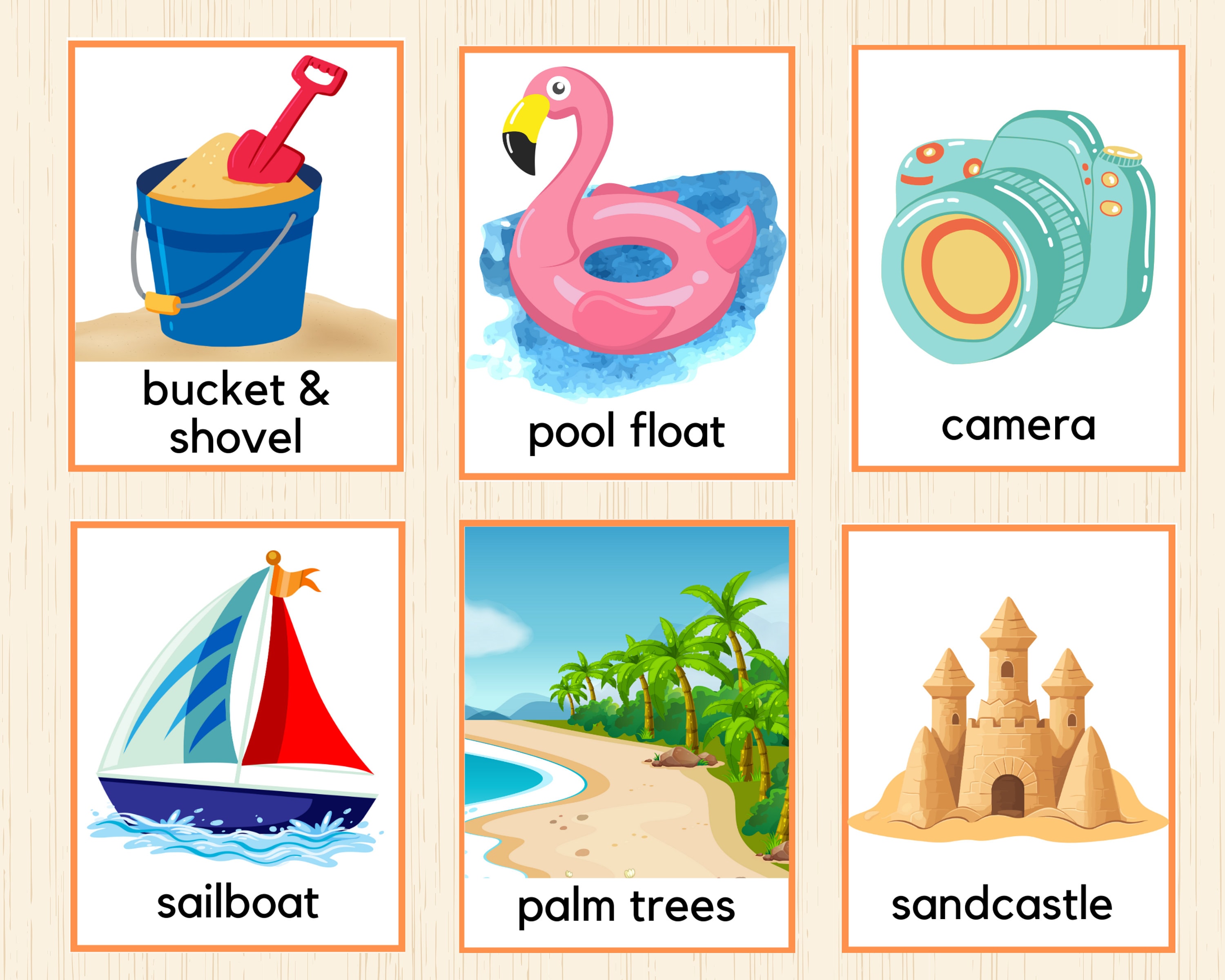 Summer Flashcards, Seasons Flashcard,beach Cards,summer Montessori ...