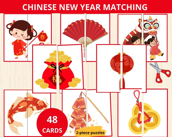 Chinese New Year Matching Game,matching Activity for Kids,lunar New ...