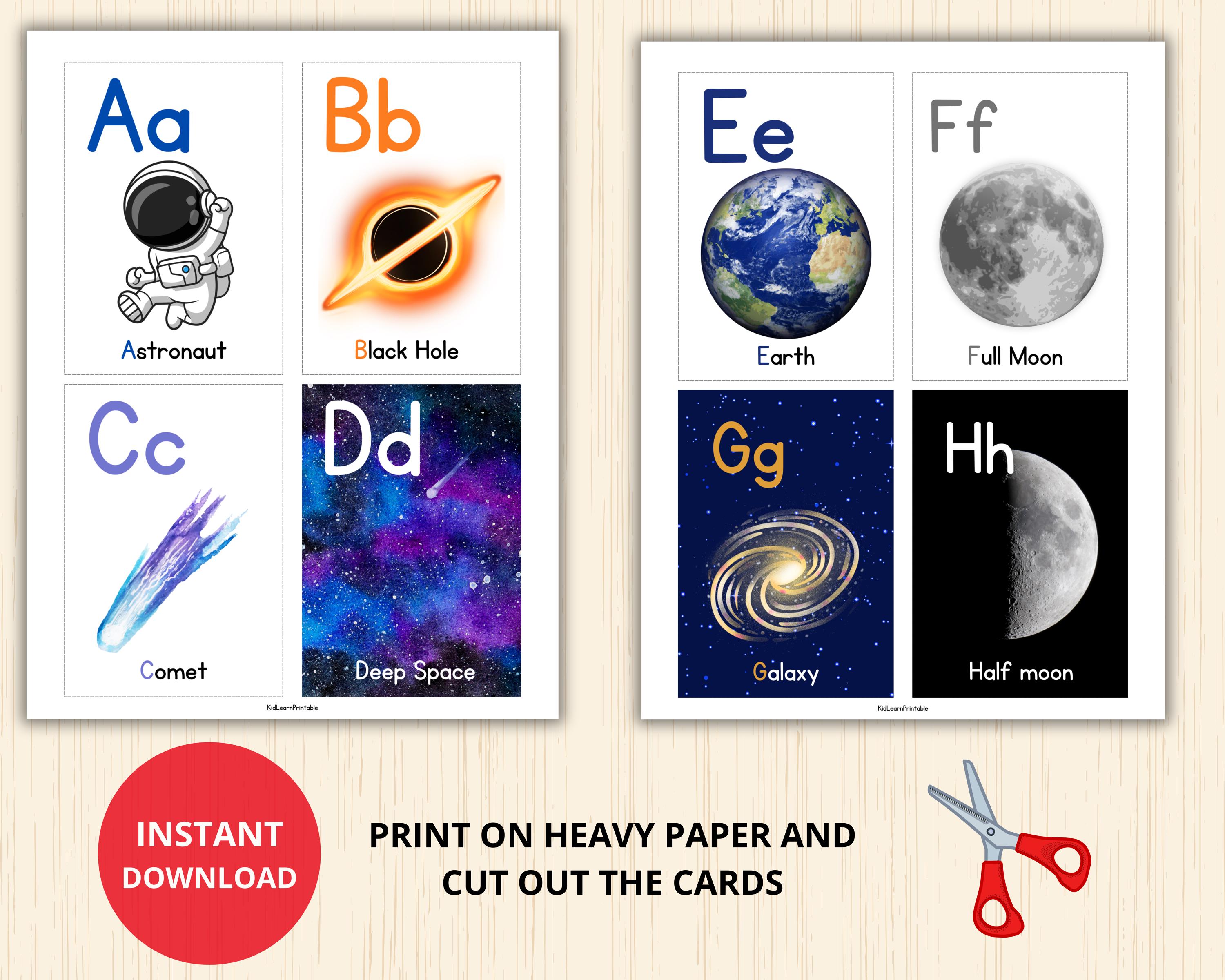 Outer Space Alphabet Flashcard,space ABC Cards,space Vocabulary,space ...