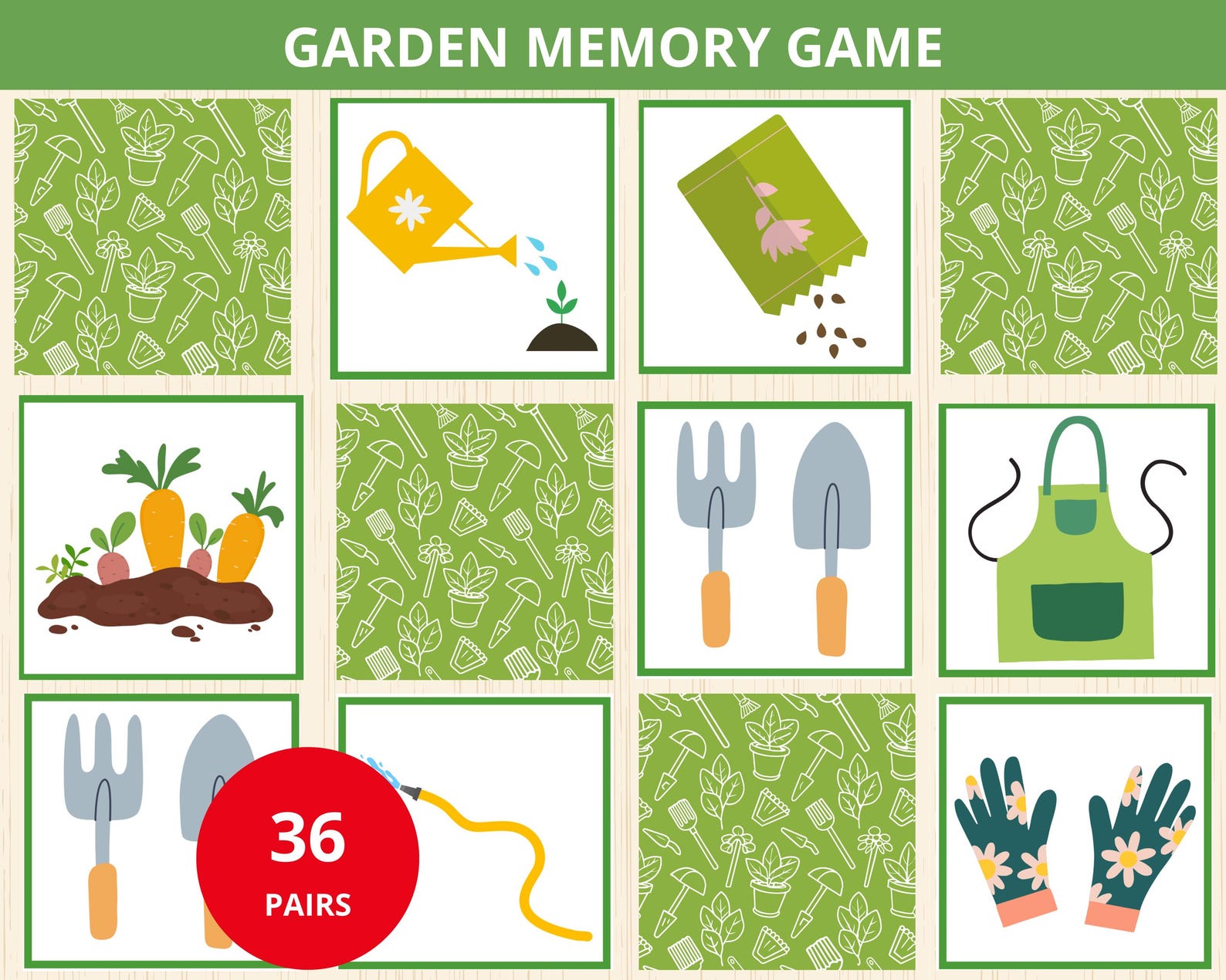 Garden Memory Games,spring Memory Game for Kids,springtime Matching ...