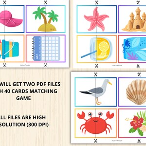 Summer Matching Game,summer Activity,summer Montessori,preschool ...