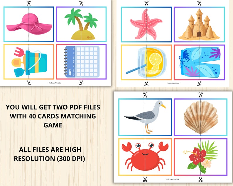 Summer Matching Game,summer Activity,summer Montessori,preschool ...