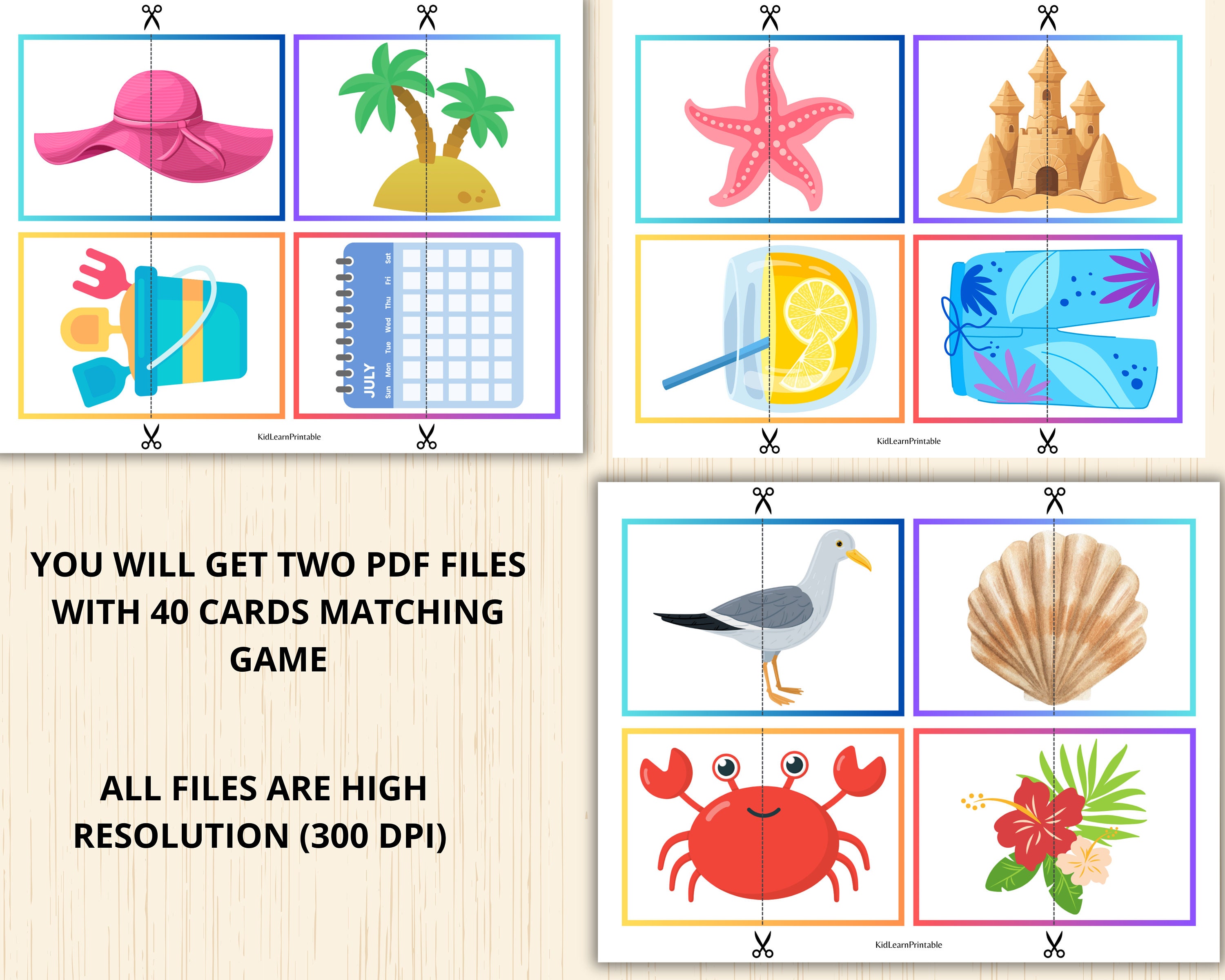 Summer Matching Game,summer Activity,summer Montessori,preschool ...