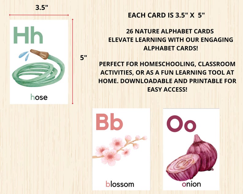 Garden Alphabet Cards,nature Flashcard,abc Flashcard,alphabet Cards for ...