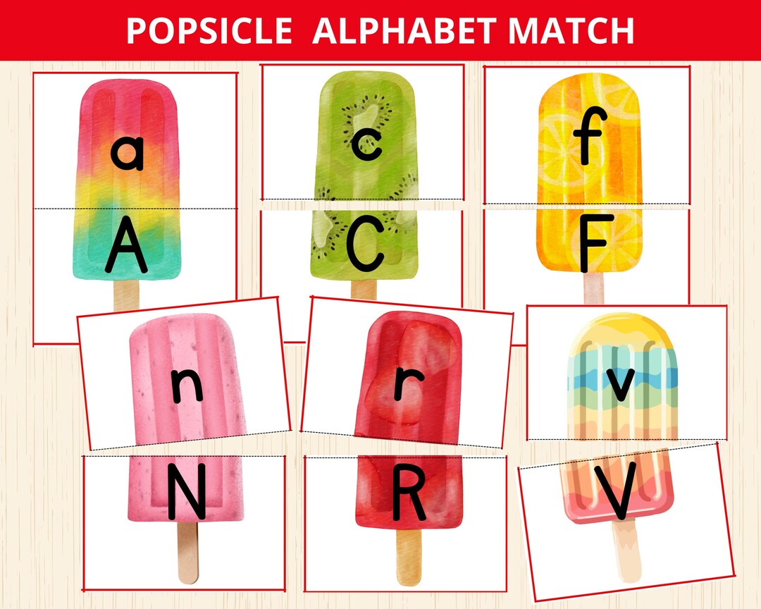 Popsicle Alphabet Match,ice Cream Alphabet Matching,summer Preschool ...