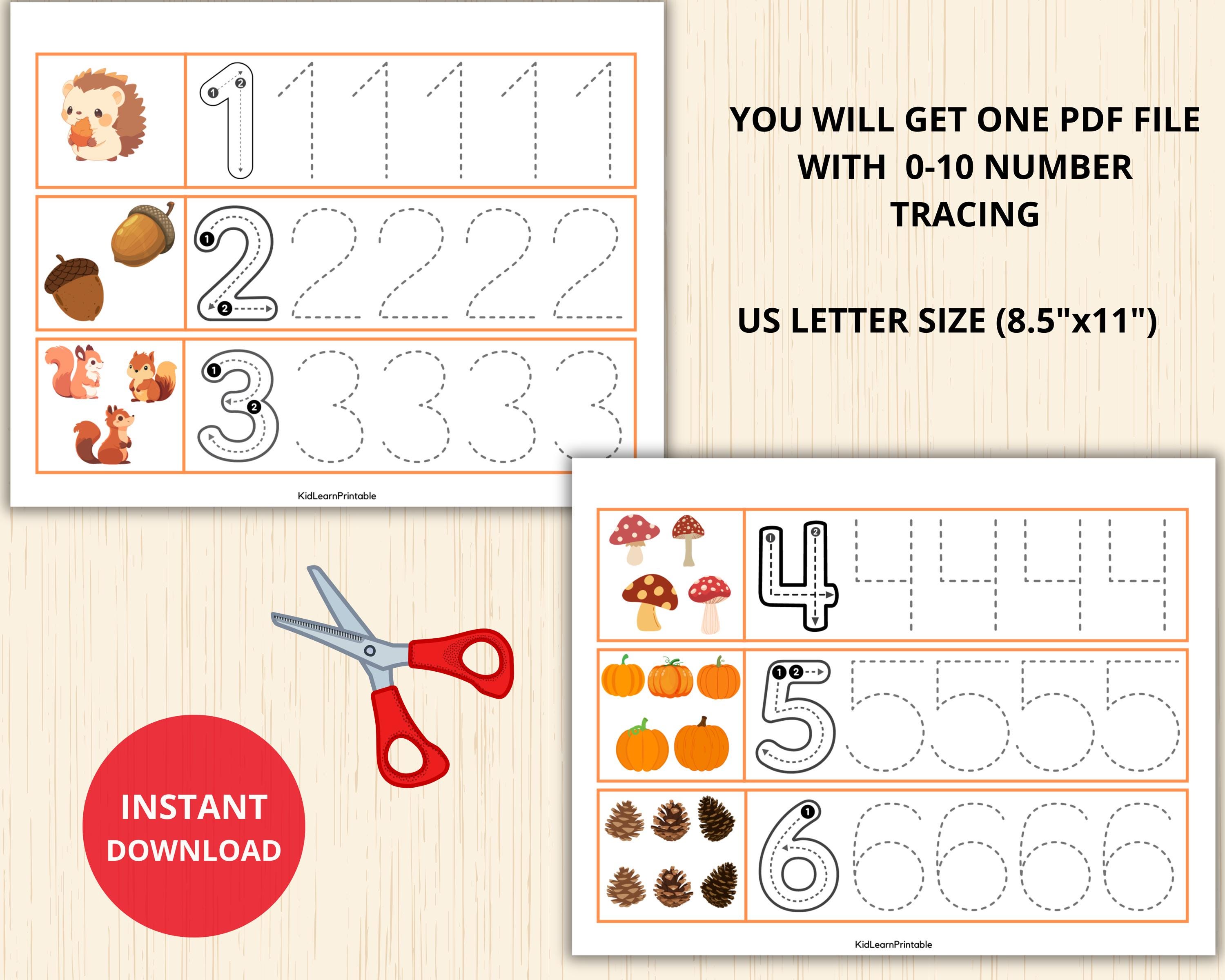 Autumn Number Tracing,handwriting Practice,writing Skills,tracing ...