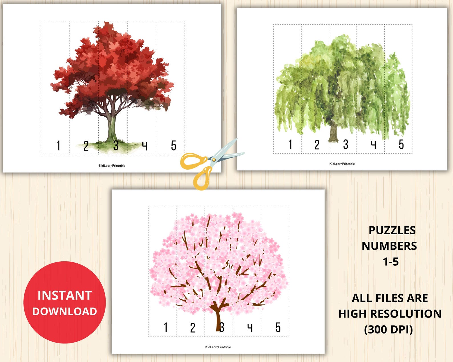 Tree Puzzle Kids,montessori Fall Wooden Puzzle,fall Number Sequence ...