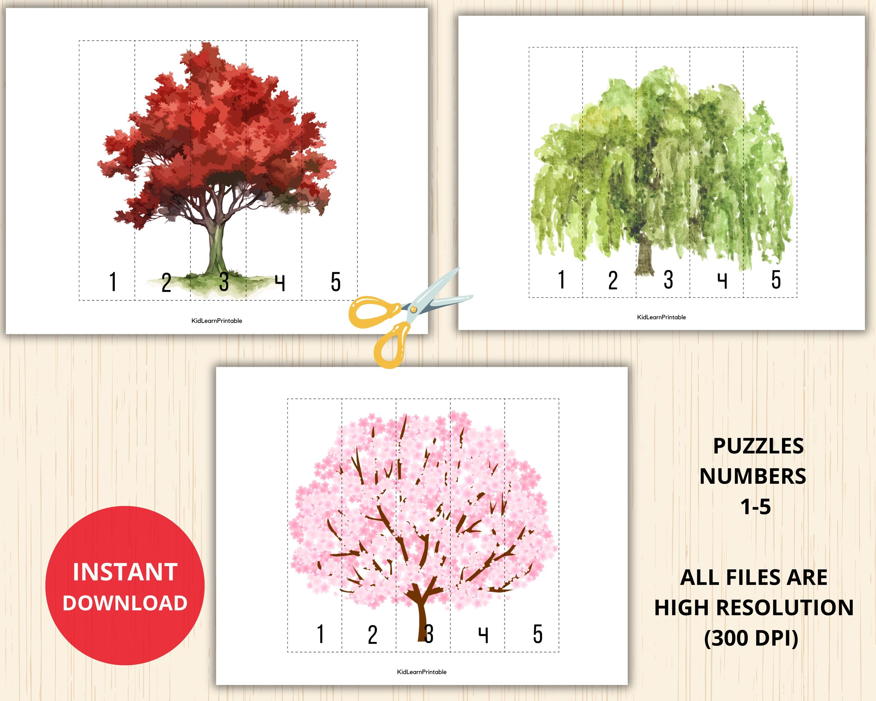 Tree Puzzle Kids,montessori Fall Wooden Puzzle,fall Number Sequence ...
