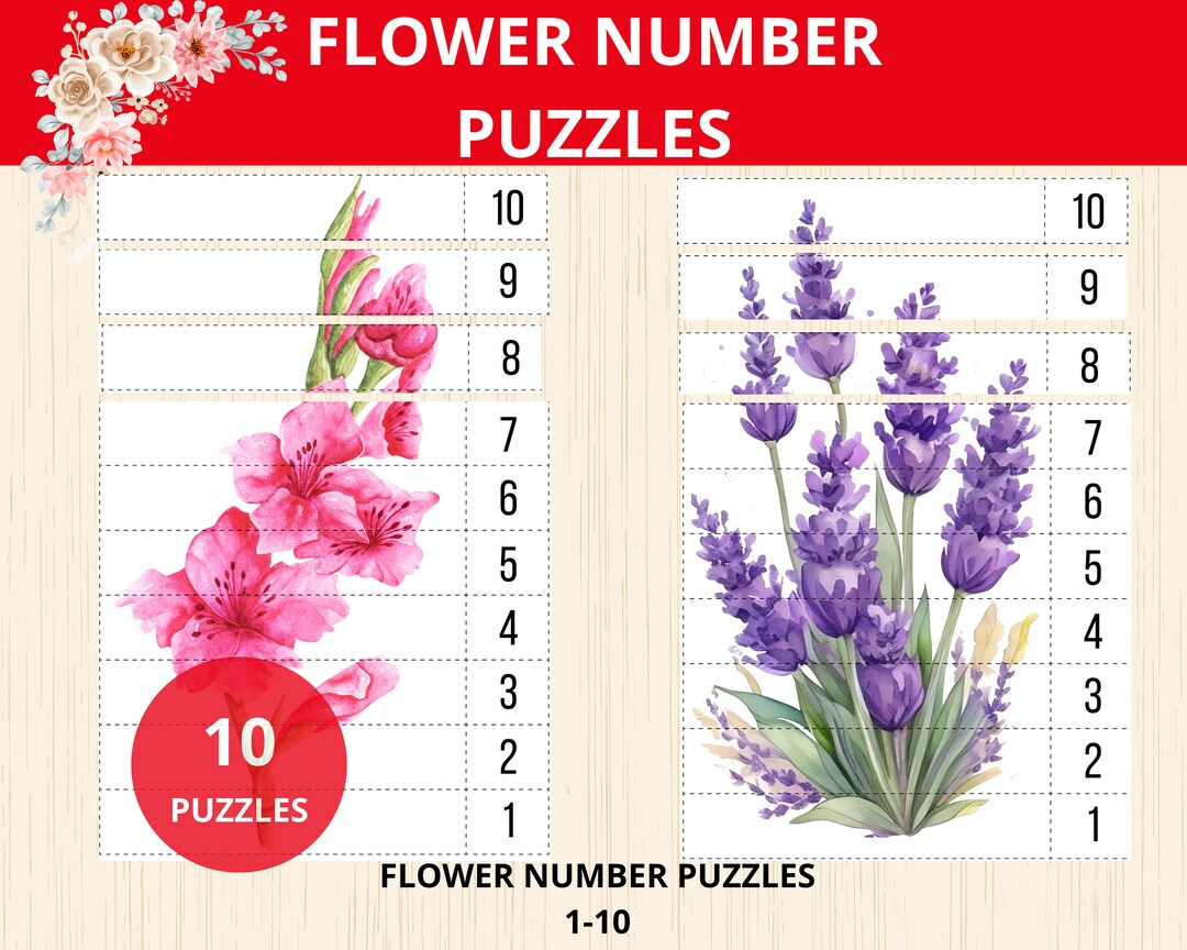 Flower Number Puzzles, Flower Number Sequence,spring Puzzle,preschool ...