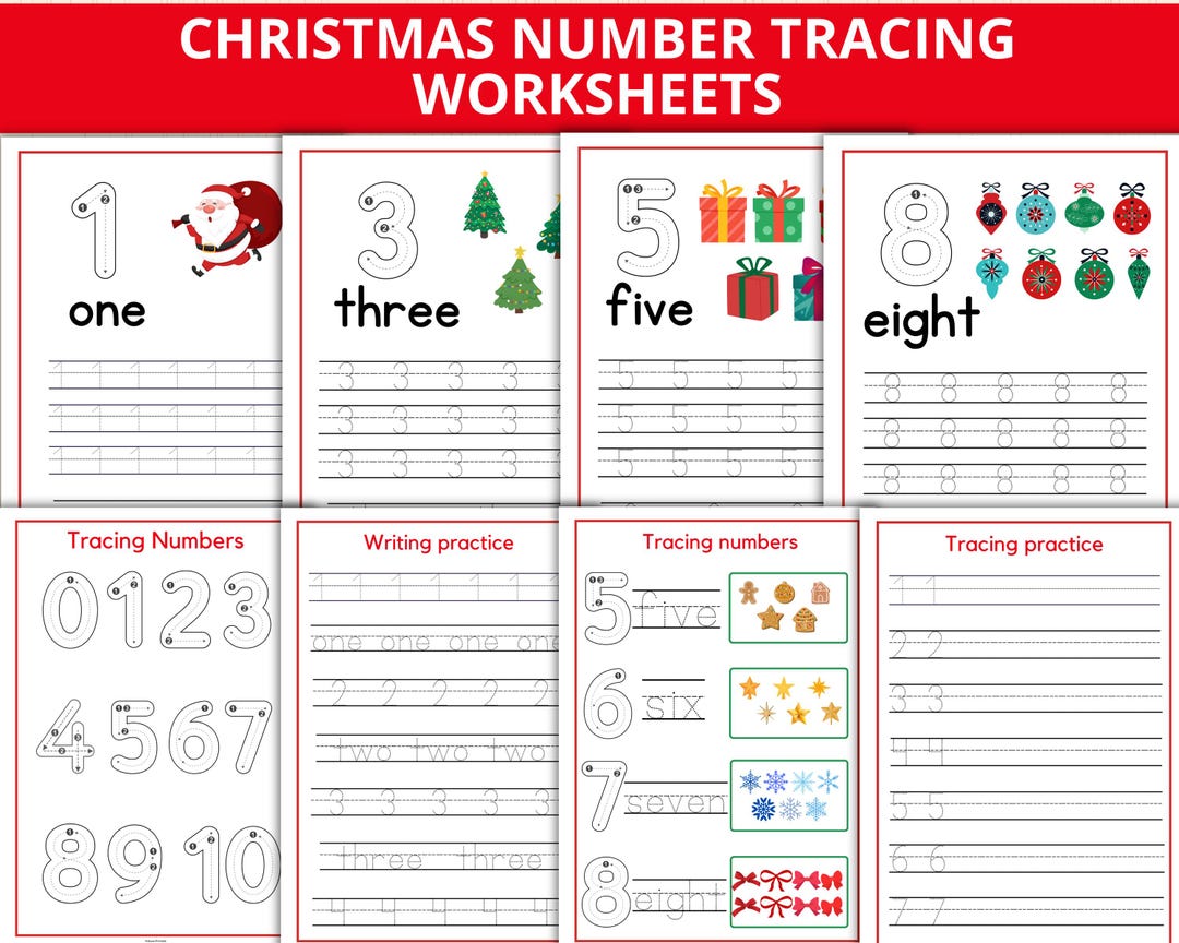 Christmas Number Tracing,christmas Number Worksheets,numbers Writing ...