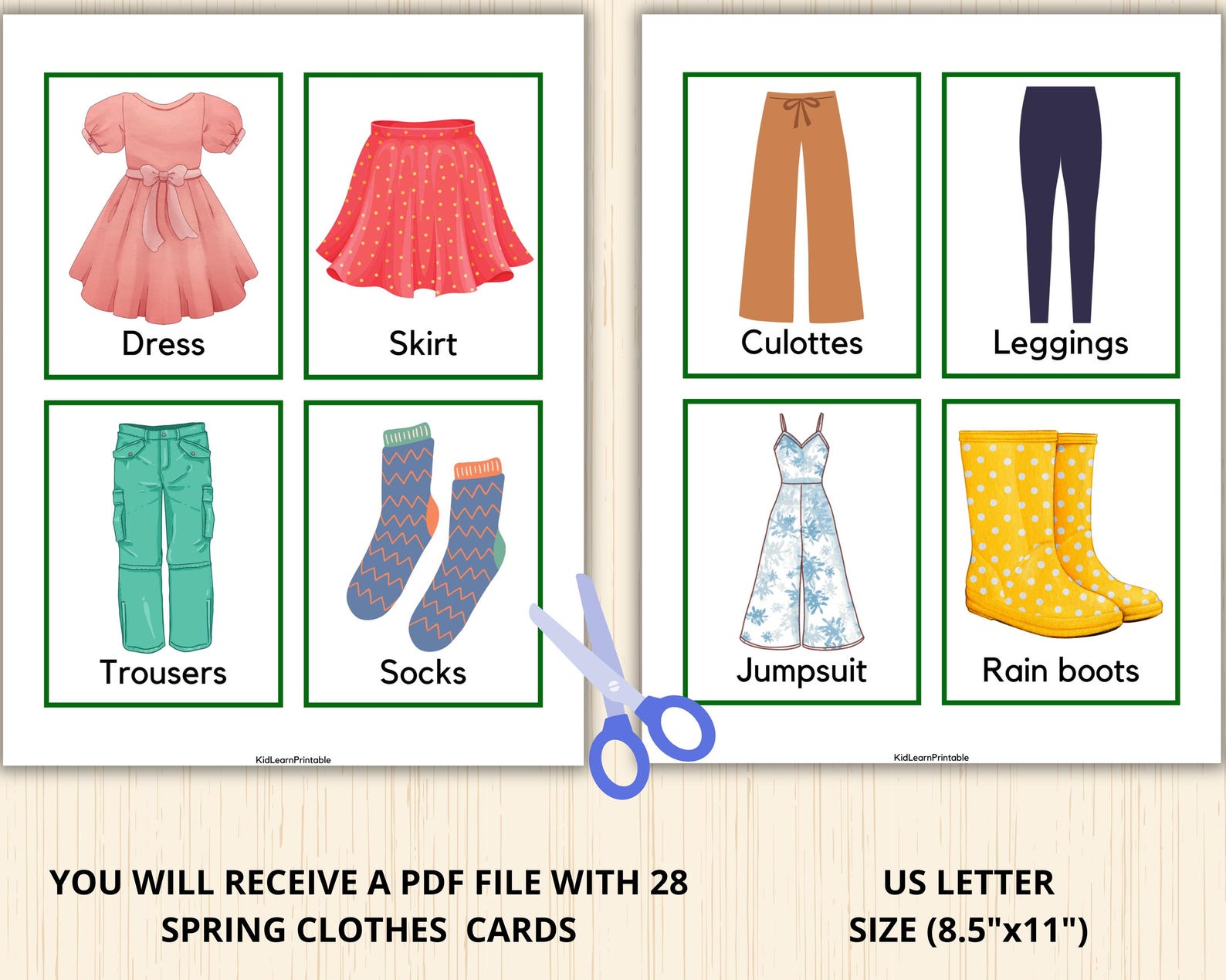 Spring Clothes Flashcards,montessori Clothes,clothing Vocabulary,spring ...