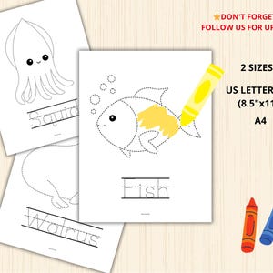 Ocean Animals Tracing,ocean Animal Coloring Pages,tracing Sea Animals ...