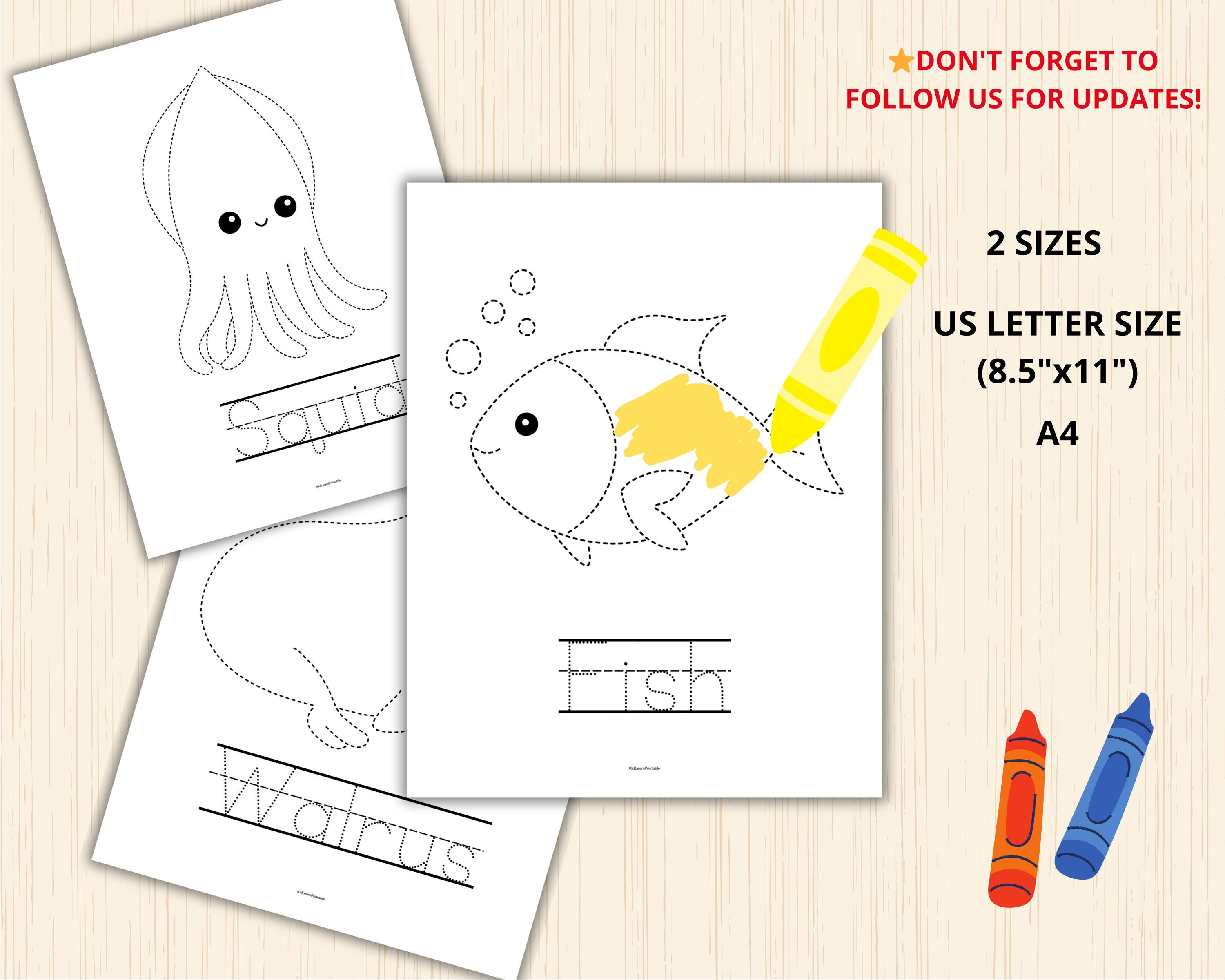 Ocean Animals Tracing,ocean Animal Coloring Pages,tracing Sea Animals ...