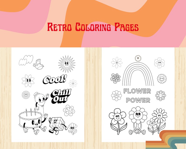 Groovy Colouring Pages, Positive Coloring Pages,retro Coloring Page ...