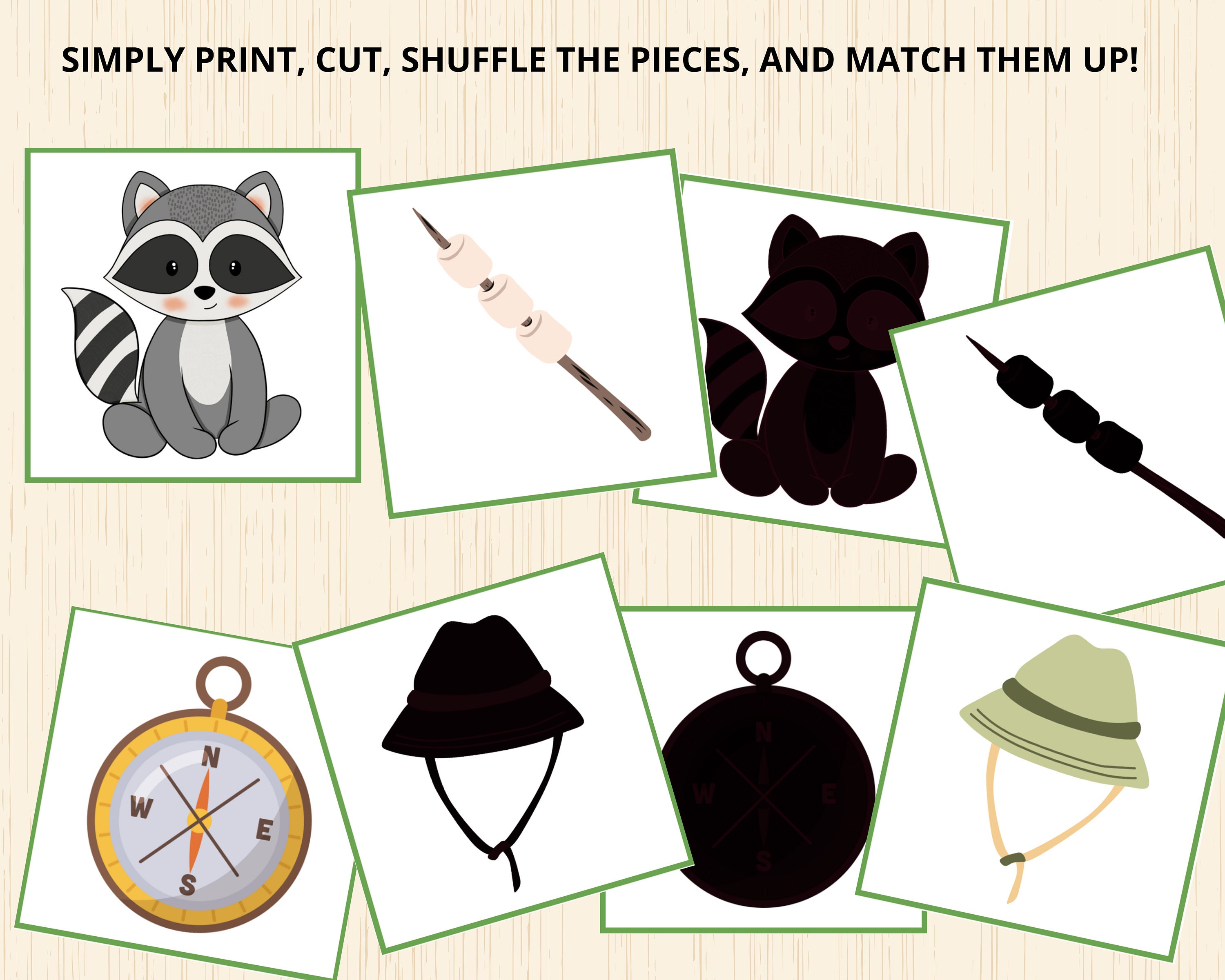 Camping Shadow Matching,camping Flashcards,camping Worksheet,preschool ...