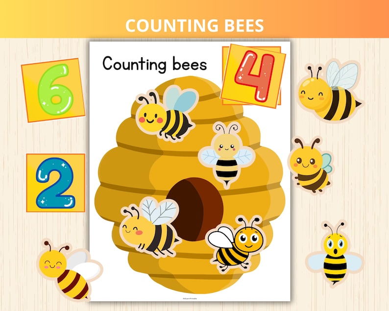 Counting Bees,bee Unit Study,bee Counting Activity,bee Numbers,bee ...