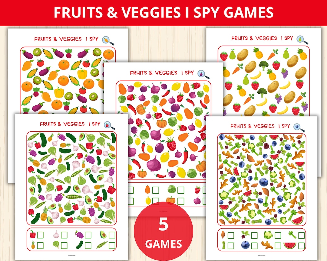 Fruits and Vegetables I Spy,i Spy Fruit and Veggies,look and Find ...