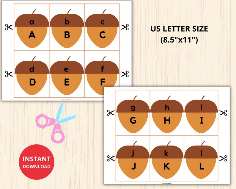 Acorn Alphabet Match,preschool Letters,alphabet Matching Game,letter ...