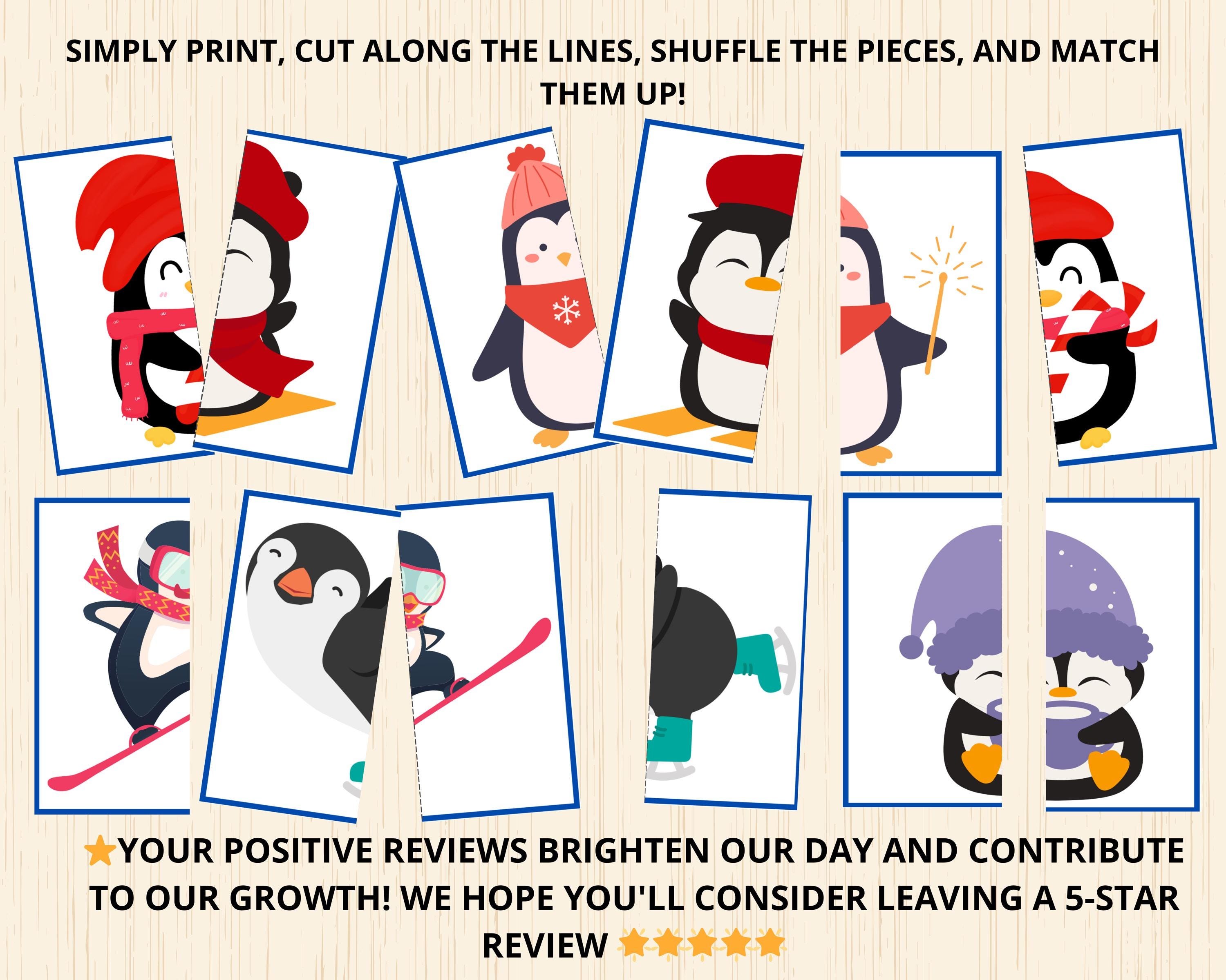 Penguin Matching Game,winter Match Activity,match the Halves,winter ...