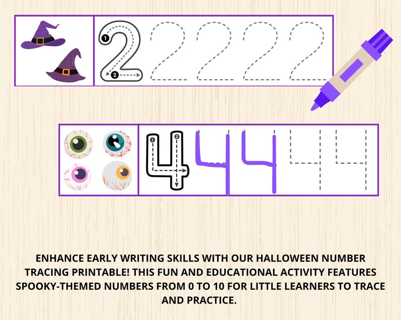 Halloween Number Tracing,handwriting Practice,writing Skills,tracing ...