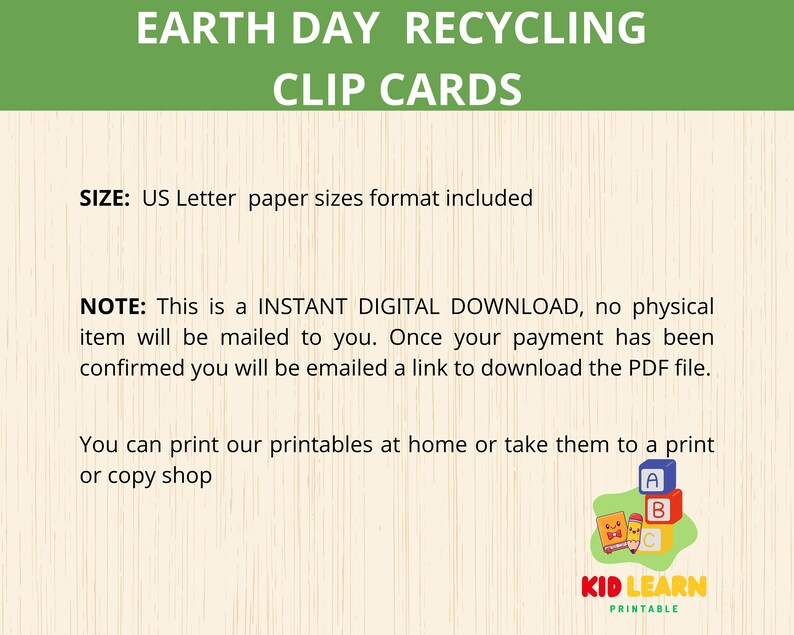 Earth Day Clip Card,earth Day Recycle Sort, Waste Sorting, Earth Day ...