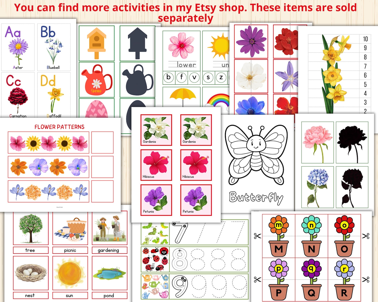 Flowers Symmetry Matching,flower Puzzle,flowers Unit Study,spring ...