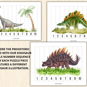 Dinosaur Puzzle Number,dinosaur Sequence Puzzles,montessori Preschool ...