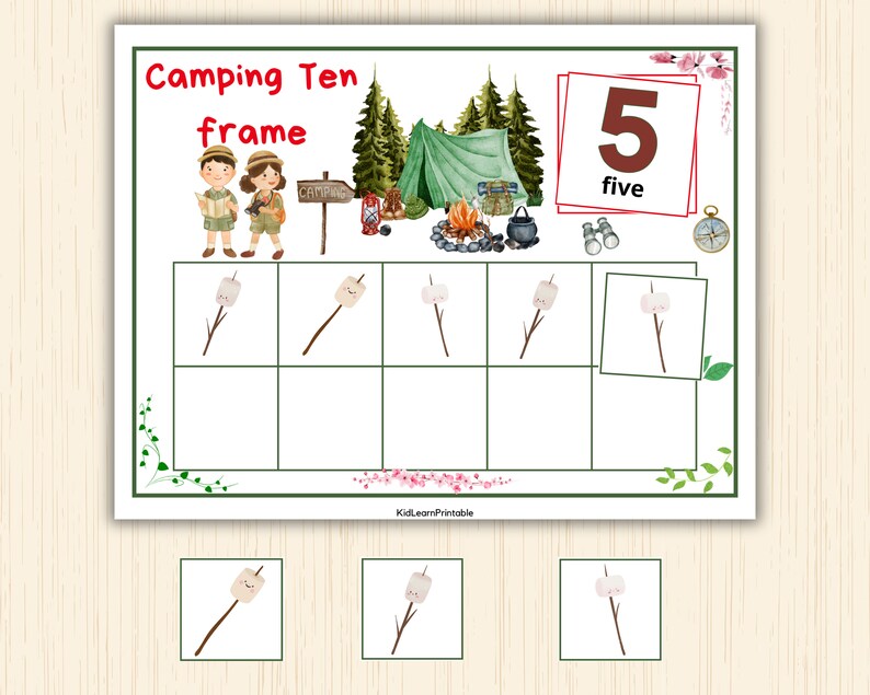 Camping Ten Frame,numbers 1-10,count and Match,camping Montessori ...