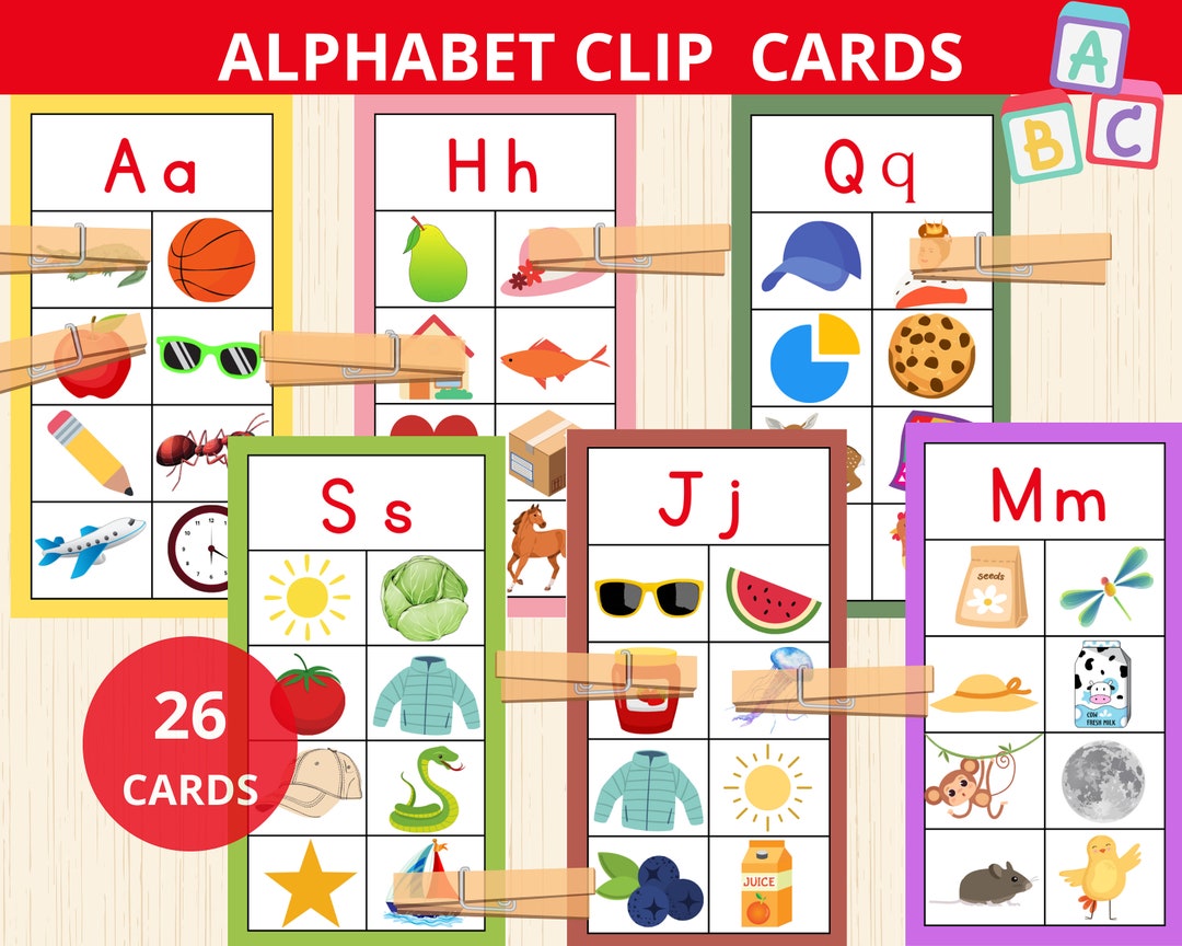 Alphabet Clip Cards,montessori Alphabet Cards,phonics Printable ...