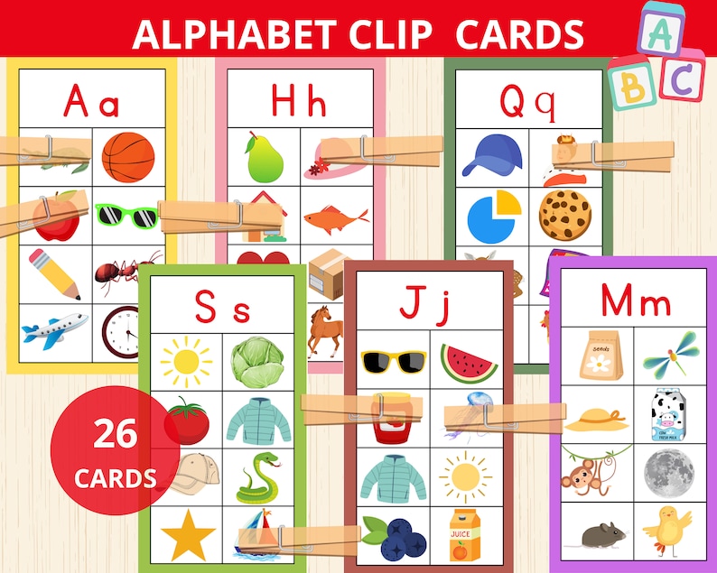 Alphabet Clip Cards,montessori Alphabet Cards,phonics Printable ...