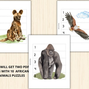 African Animal Number Sequence 1-5 Puzzles,african Animals Montessori ...